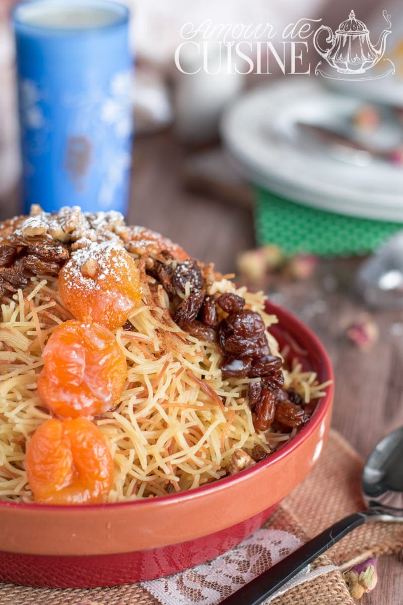 recette de seffa sucrée avec du vermicelle ou cheveux d'ange